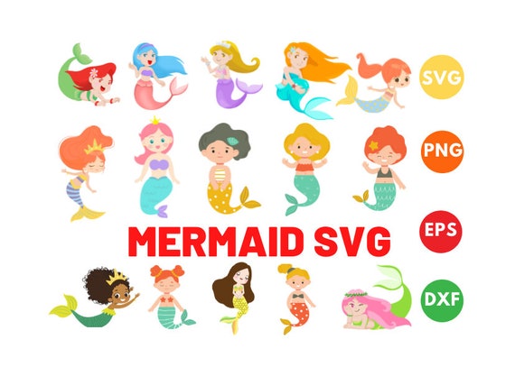 Mermaid Bundle Svg Mermaids Svg Mermaid Clipart Cute | Etsy
