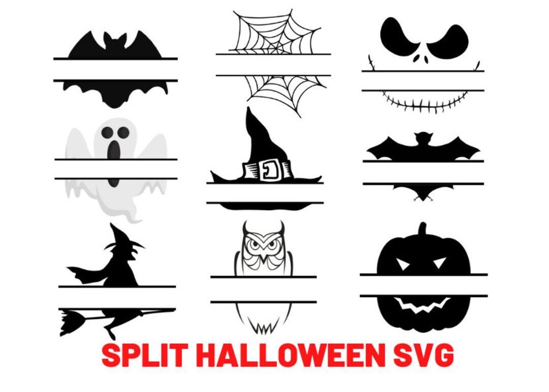 Split Halloween Svg Bundle, Halloween Split Monogram Svg, Halloween Svg ...