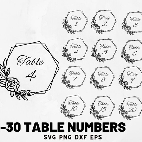 Wedding Table Numbers Svg Wedding Sign Svg Table Numbers - Etsy Australia