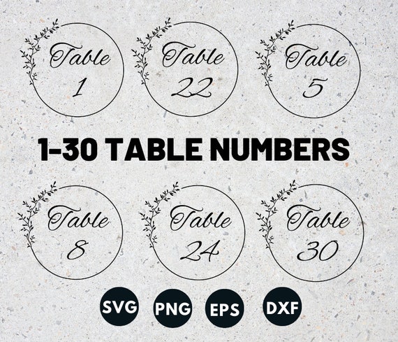 Wedding Table Numbers Svg Wedding Sign Svg Calligraphy - Etsy
