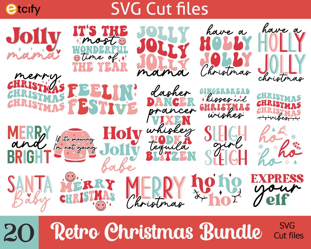Retro Christmas Svg Bundle, Cute Retro Christmas Design, Cute Christmas ...