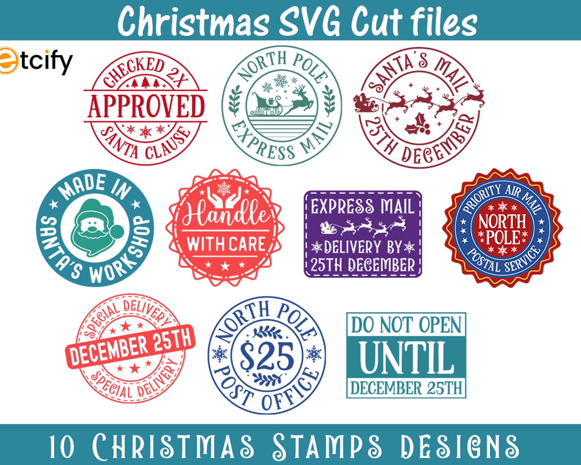 Christmas Stamps Svg, Special Delivery Svg, Santa Mail Svg, Postage ...