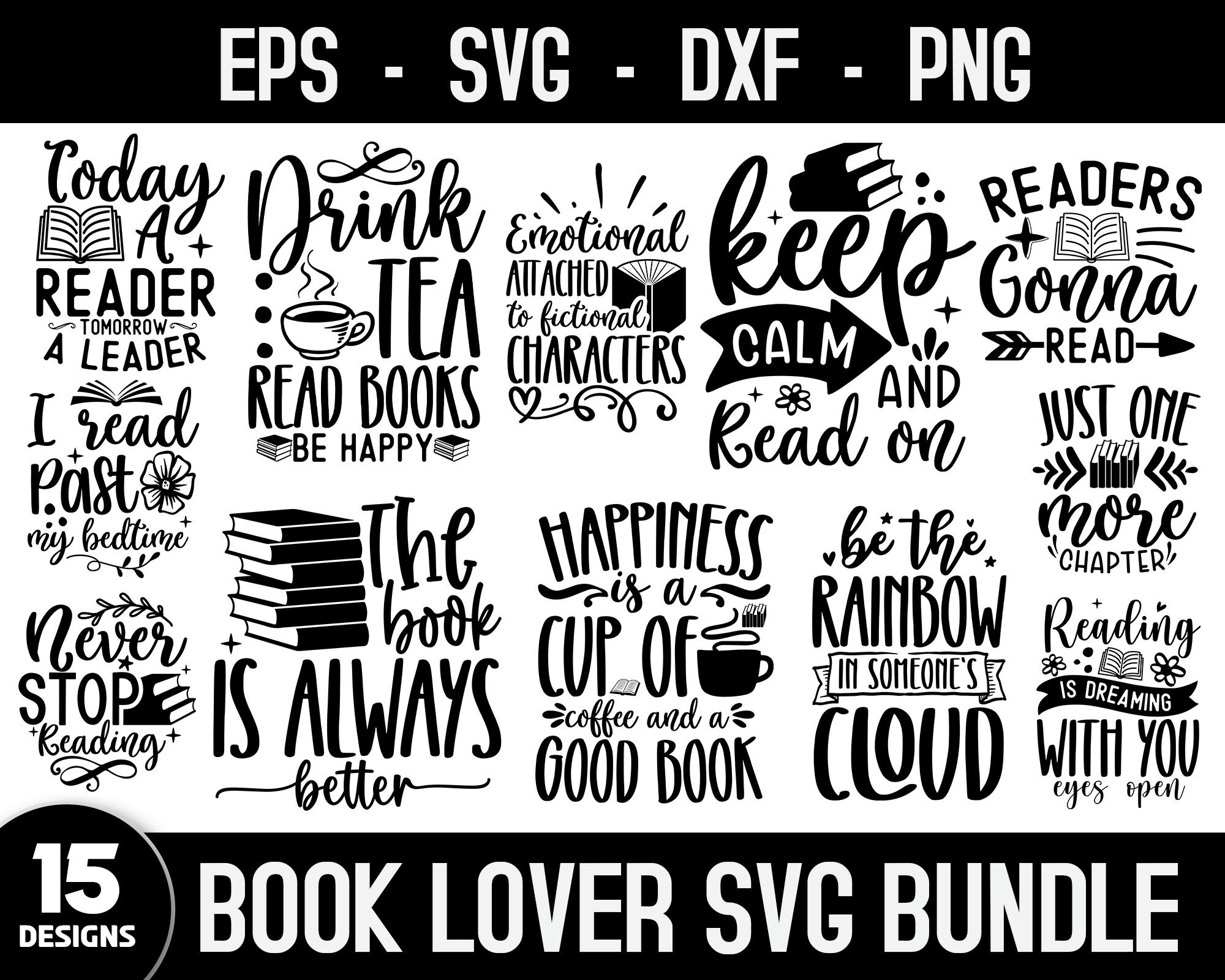 Book Lover SVG Bundle Reading SVG Bundle, Book Svg Bundle, Book Lover ...