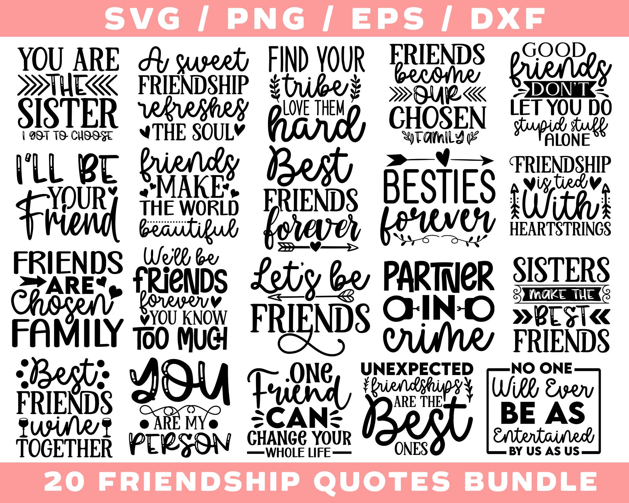 Friendship Quotes Svg Bundle, Friendship SVG, Friendship Quotes, Best ...