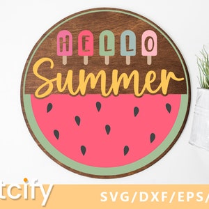 Summer Round Sign SVG Bundle, Round Door Hanger Svg, Summer Door Hanger ...