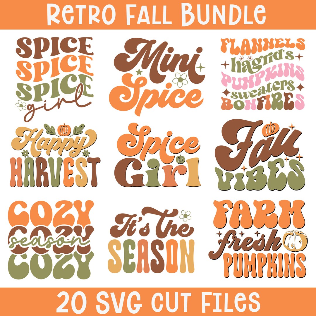 Retro Fall Bundle, Fall SVG Bundle, Autumn Svg, Thanksgiving Svg, Fall ...