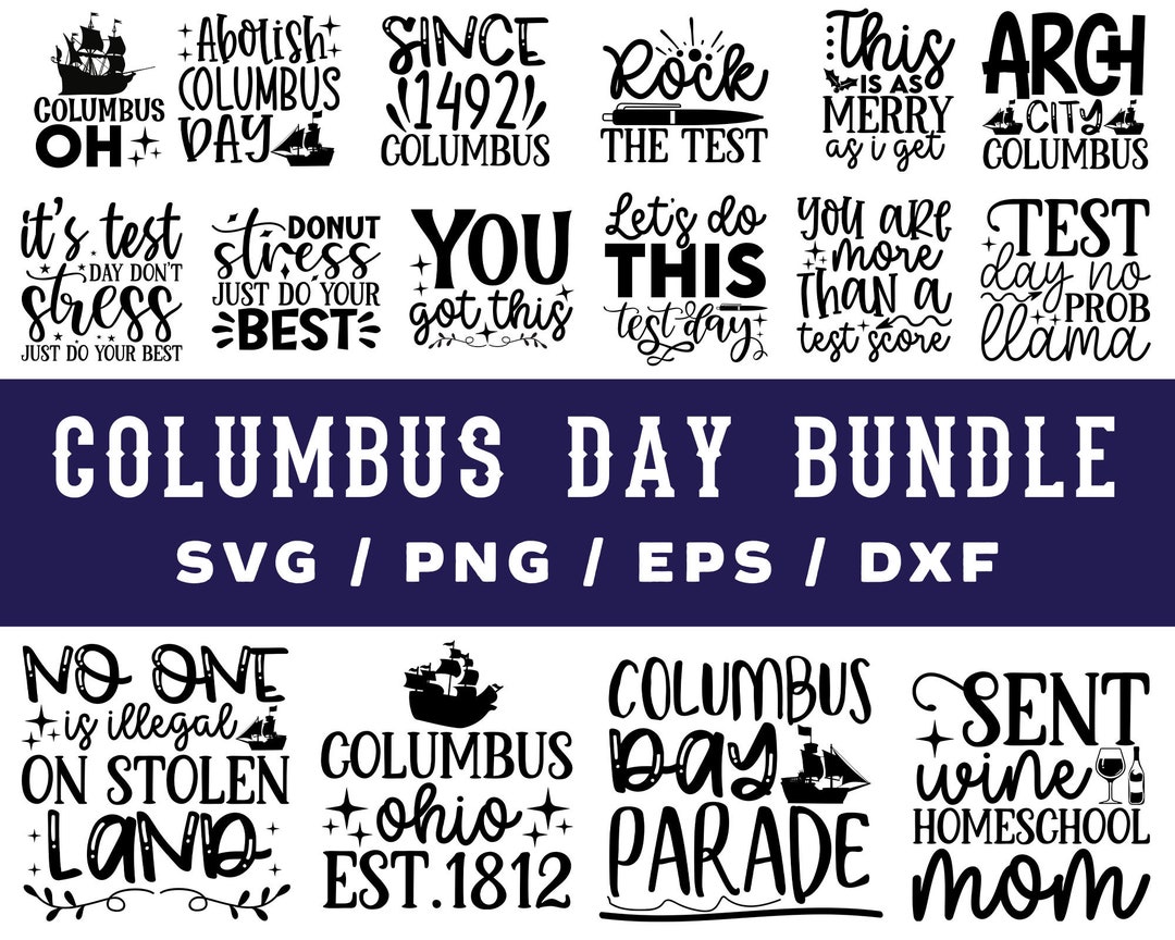 Happy Columbus Day Bundle, Columbus Day Printable Design, Columbus Day ...