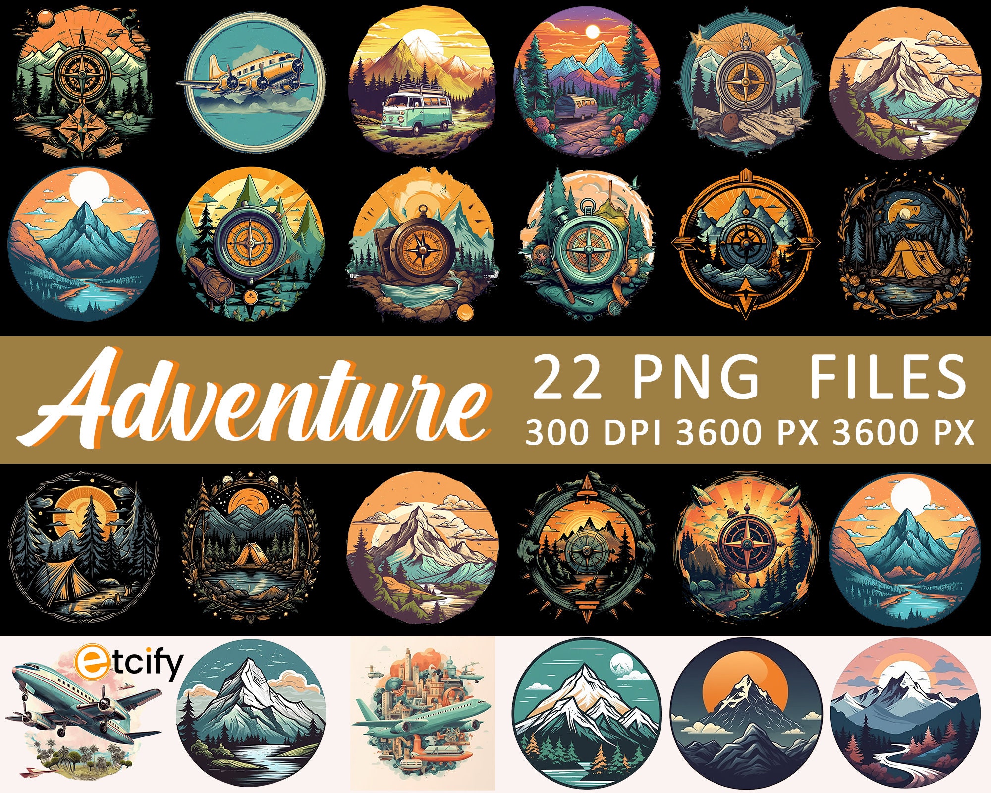 Adventure Png Bundle, Camping T-shirt Bundle, Adventure Design Png ...