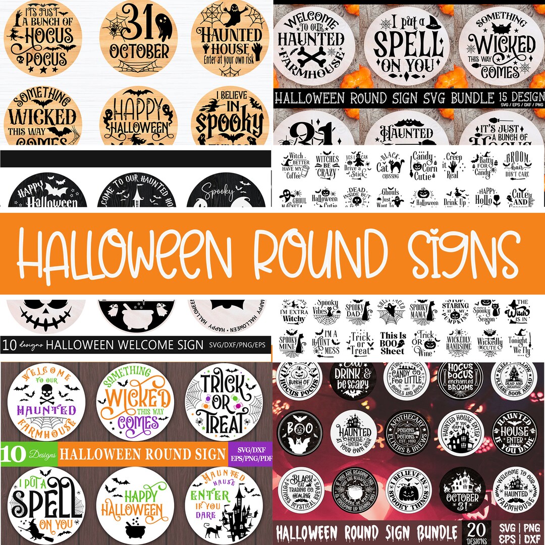 Halloween Round Sign Mega Bundle, Halloween Ornaments Svg Bundle ...