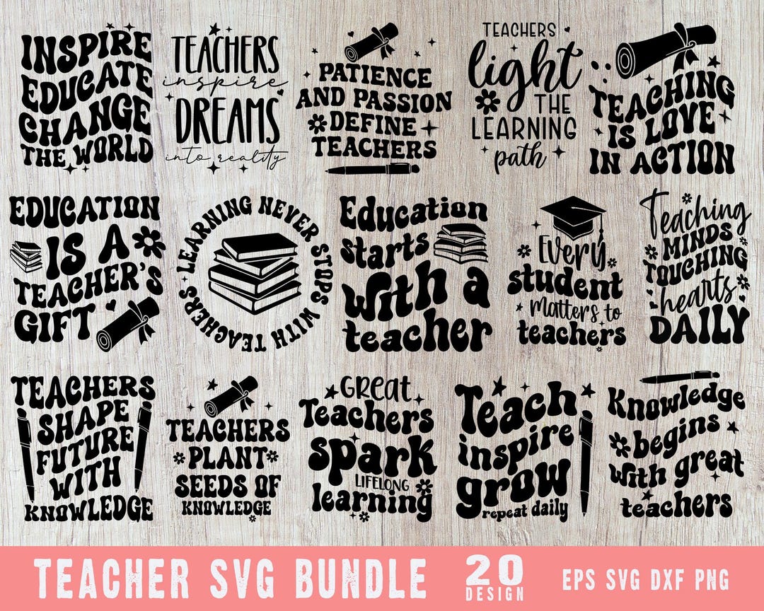 Teacher Svg Bundle, Teacher Quote Svg, Teacher Life Svg, Back to School ...