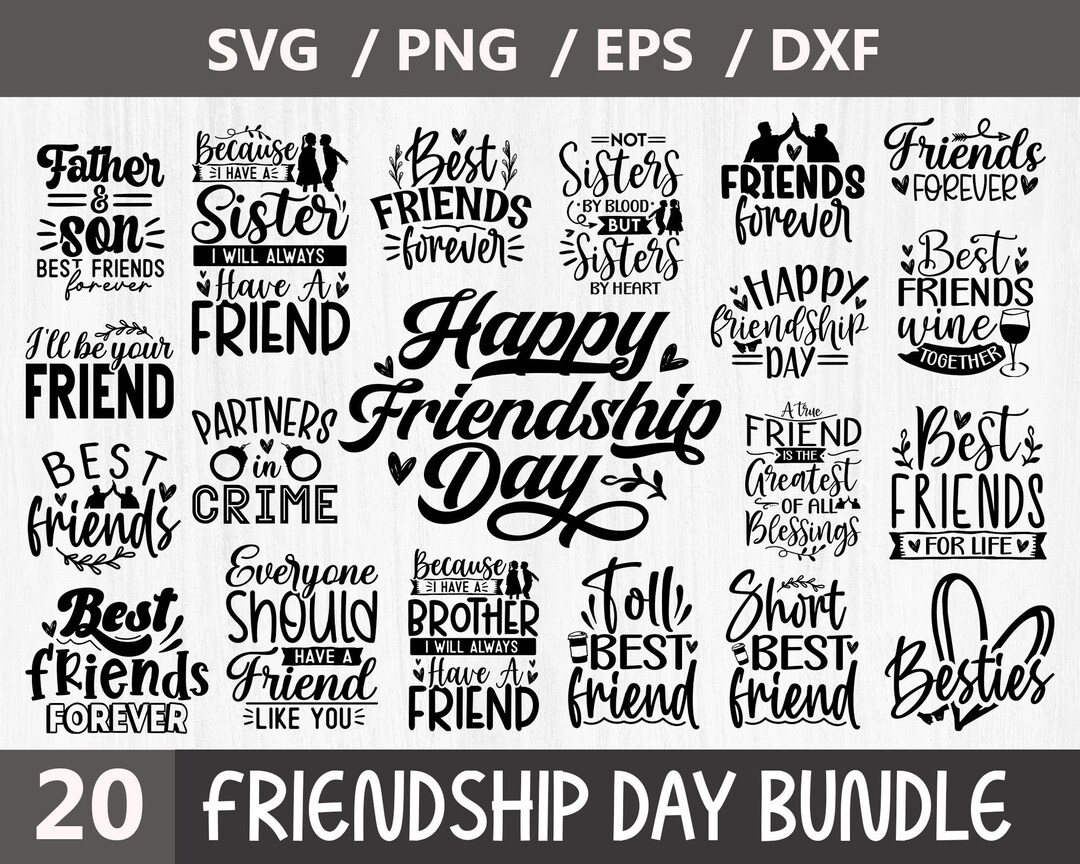 Happy Friendship Day SVG Bundle, Cute Friendship Shirt Design, Best ...