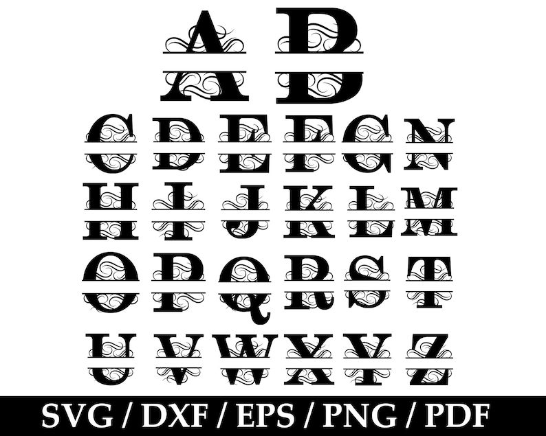 Split Monogram Bundle Words Monogram Svg Monogram Alphabets - Etsy