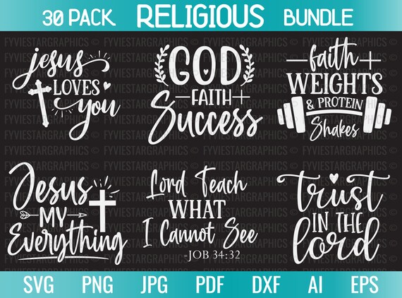 Religious 30 Pack SVG Bundle Instant Download White Jesus | Etsy