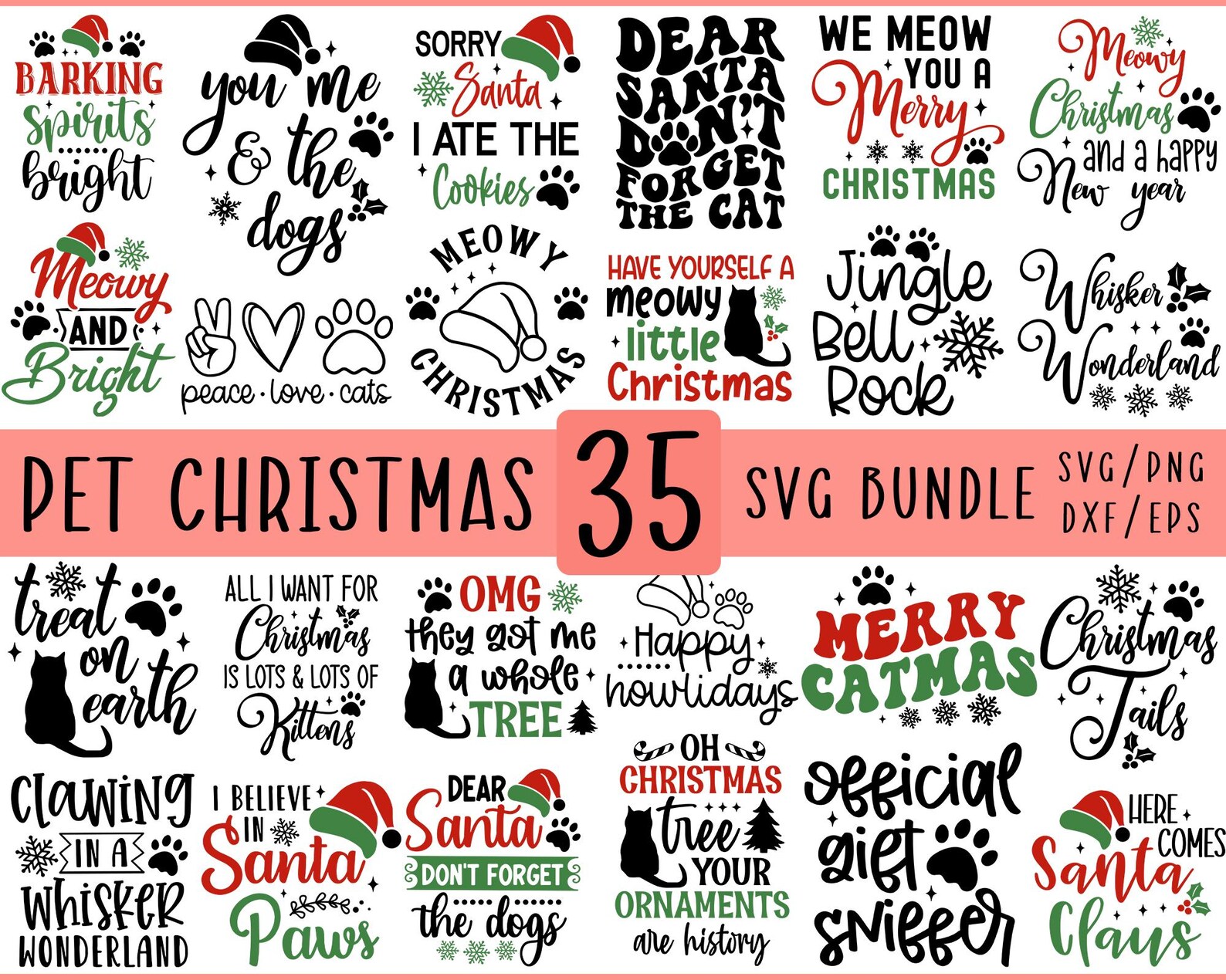 Pet Christmas Svg Bundle, Pet Ornaments SVG, Pet Christmas Ornament Svg ...