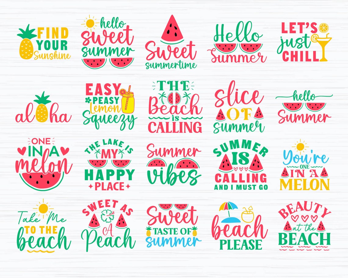 Cute Summer Svg Bundle, Summer Svg, Beach Svg, Summer Design for Shirts ...