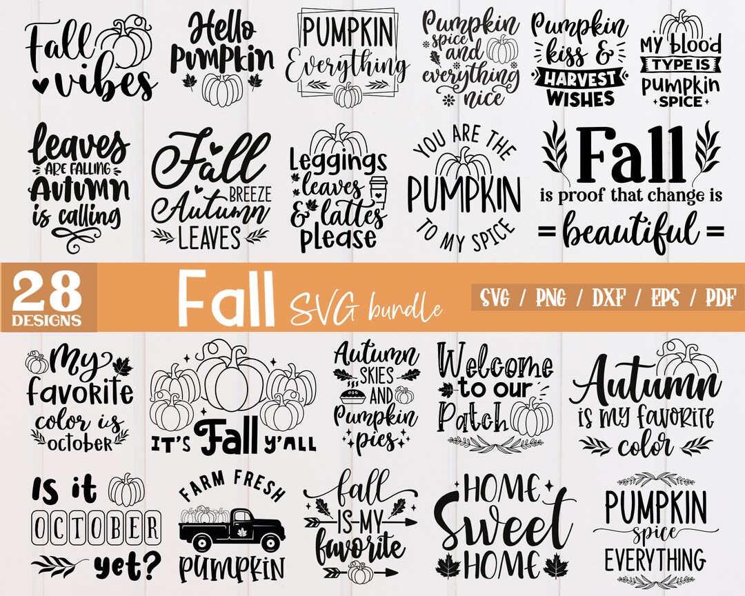 Fall Svg Bundle, Fall Quotes Svg Bundle, Pumpkin Svg, Fall Shirt Svg ...