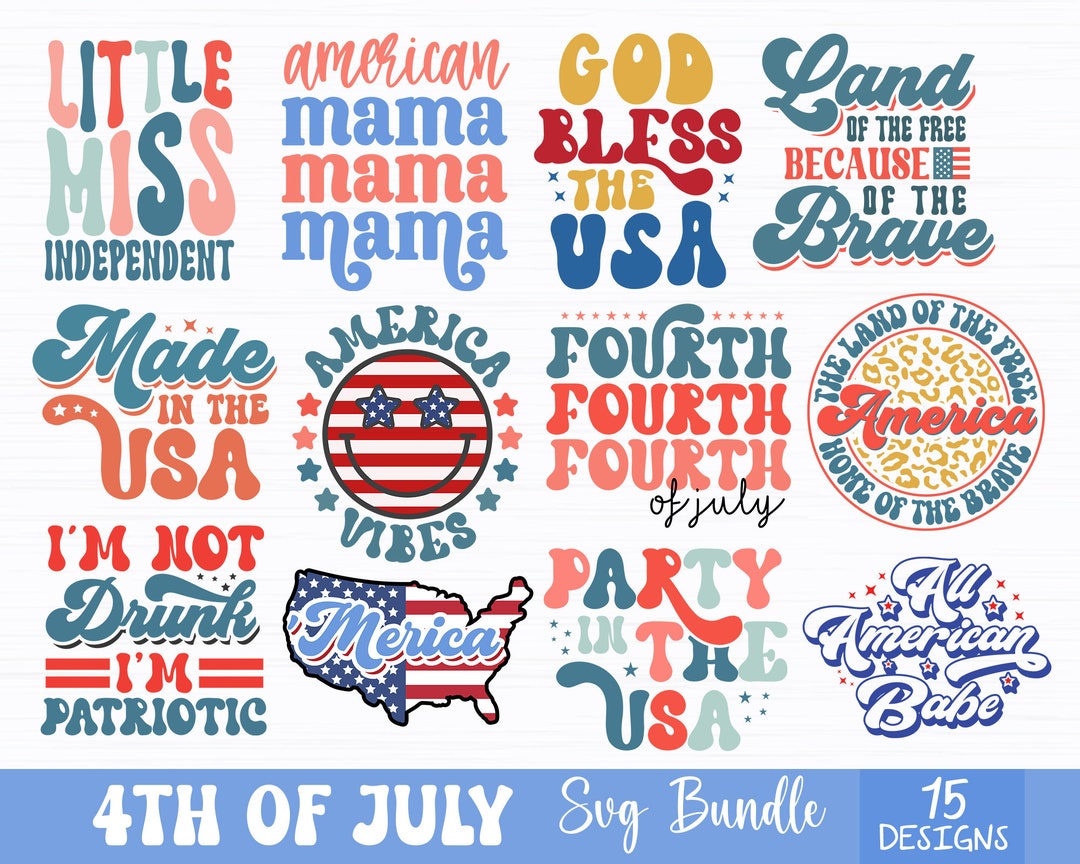 Retro 4th of July SVG Bundle, Retro Design. Groovy, Fourth of July Svg ...
