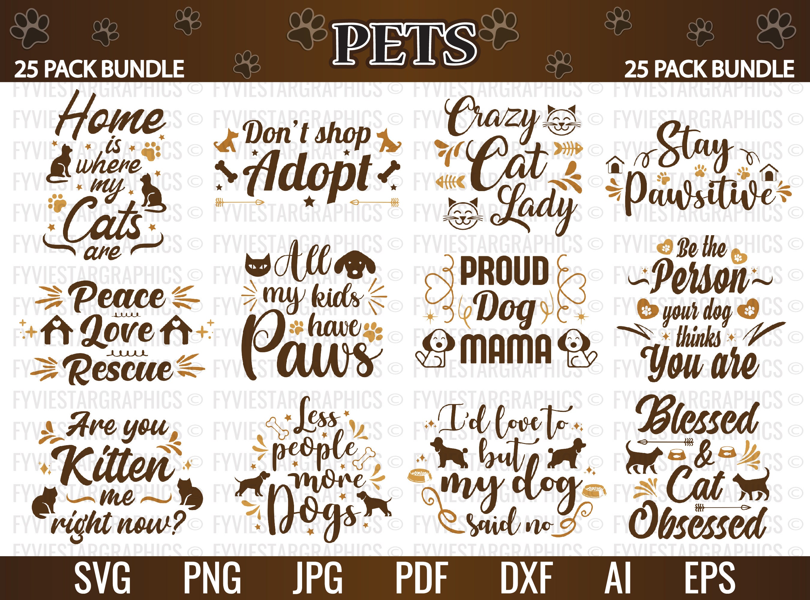 Adorable Pets Svg Bundle | Cats Svg | Adorable Dogs Bundle | Printable ...