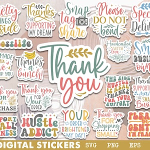 Thank You Stickers SVG PNG Bundle, Entrepreneur Sticker Bundle ...