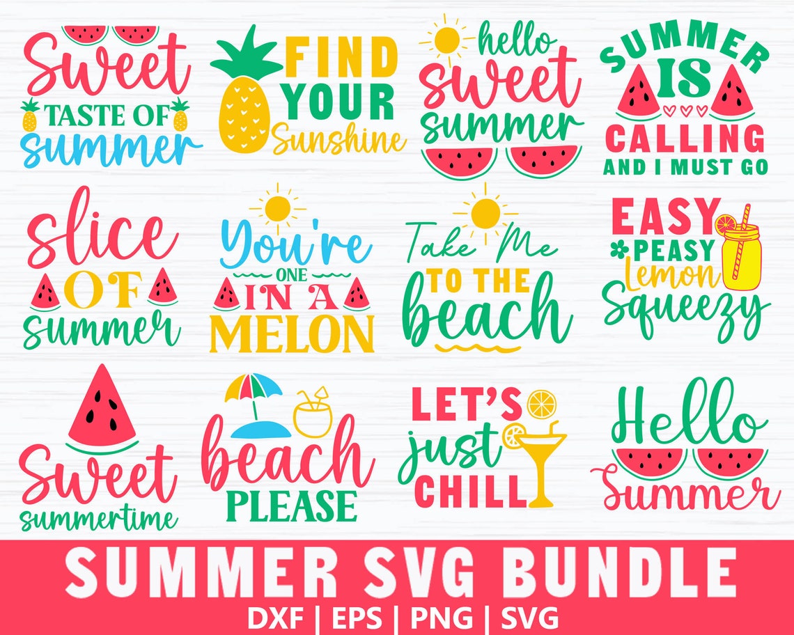 Cute Summer Svg Bundle, Summer Svg, Beach Svg, Summer Design for Shirts ...