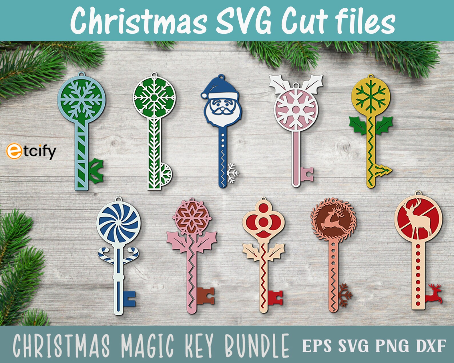 Magic Key Santa Christmas Layered Laser Cut Files SVG, Santa's Magic ...