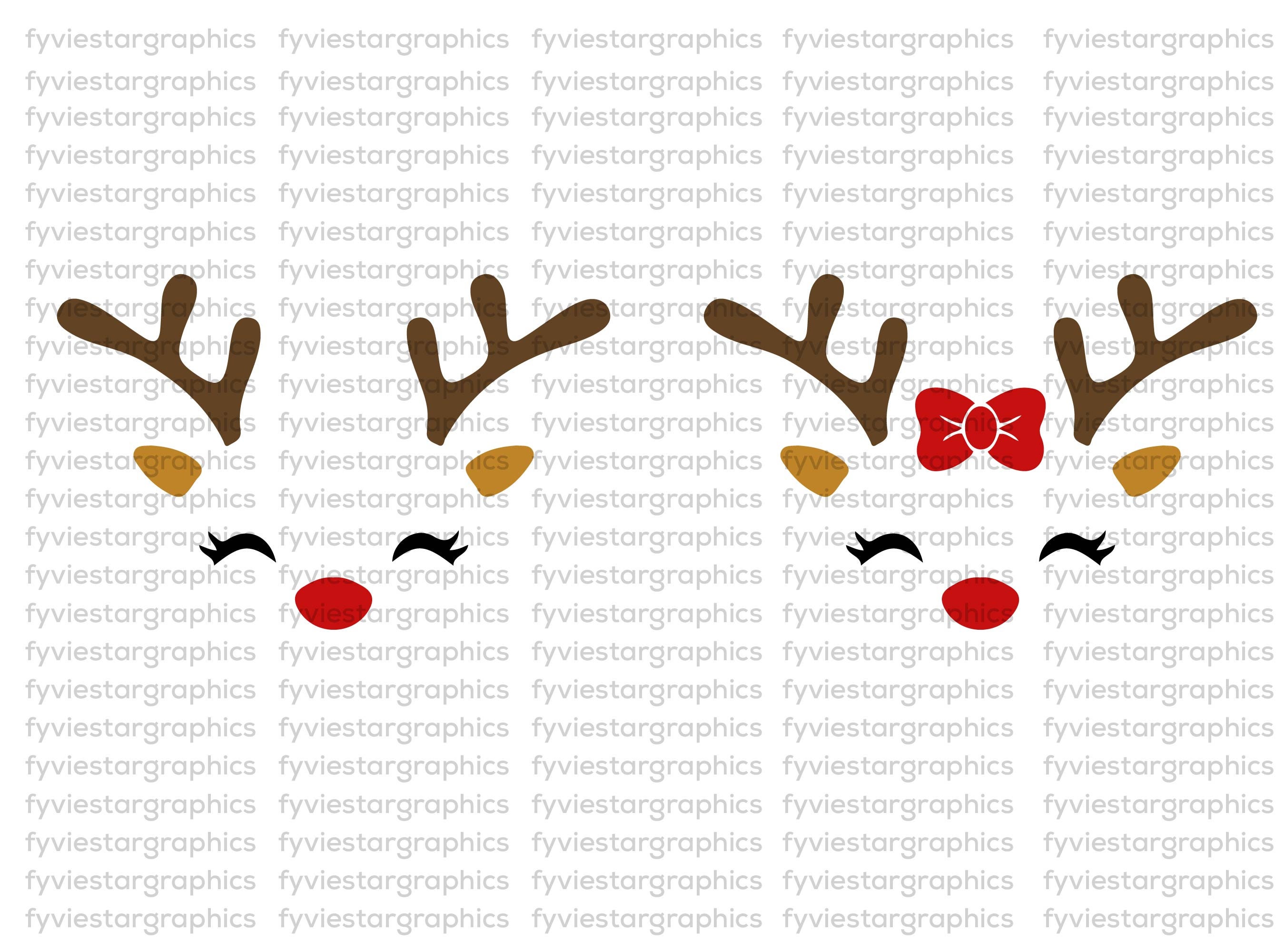 Christmas Reindeer Faces SVG Bundle, Reindeer SVG, Girl Reindeer SVG ...