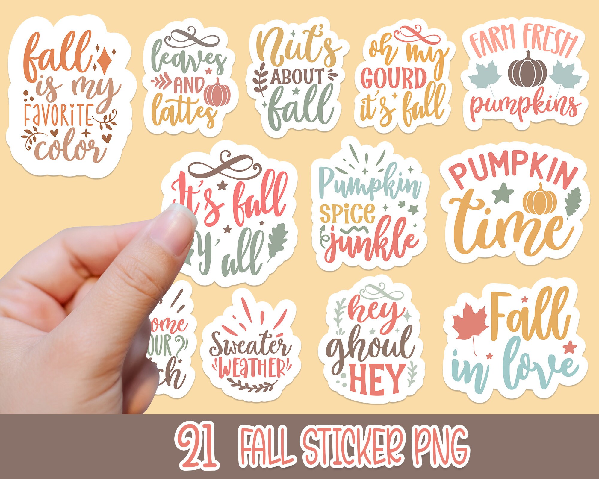Cute Fall Sticker Png, Fall Sticker, Fall Quotes Sticker, Autumn ...