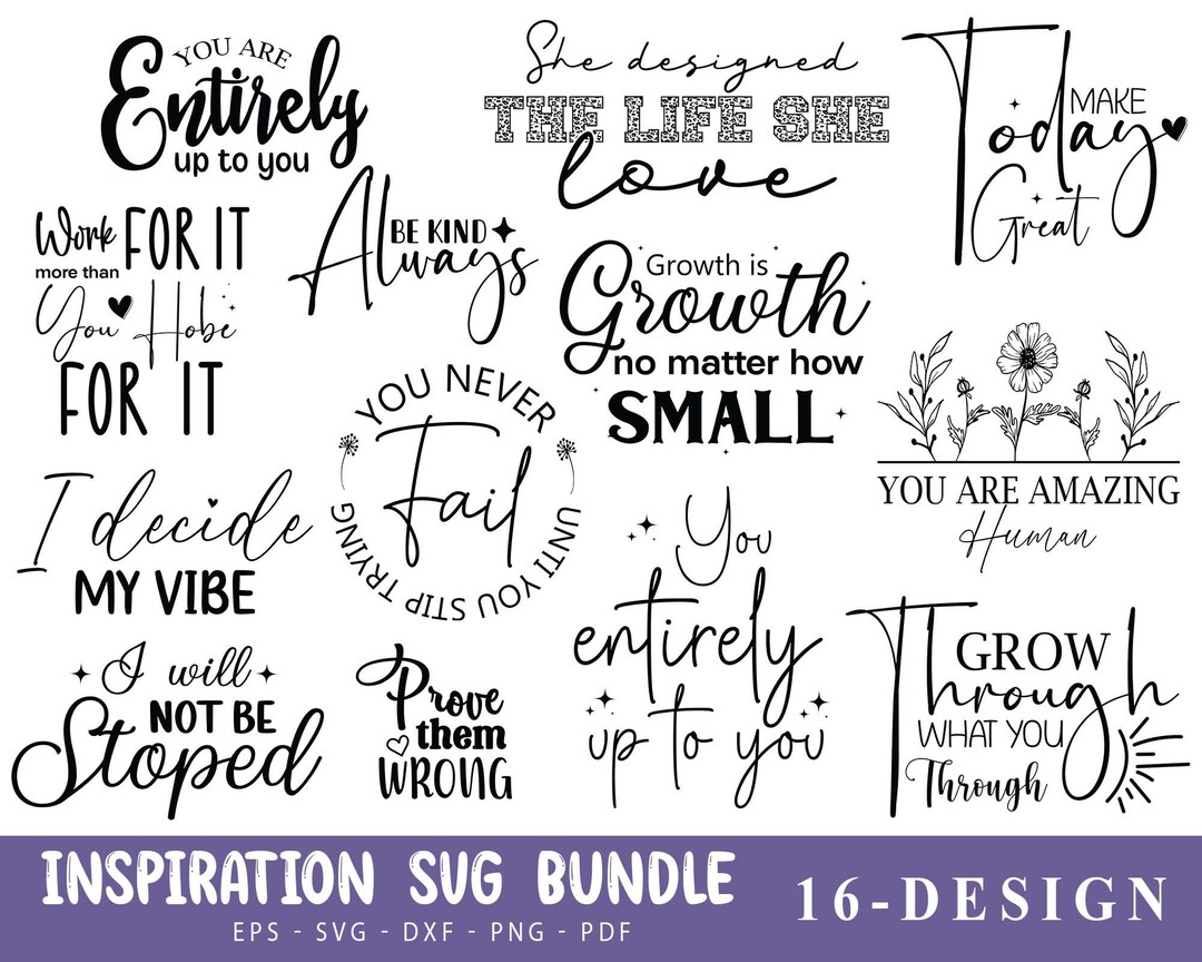 Inspirational Quotes Png Bundle, Motivational Sleeve SVG PNG Bundle ...