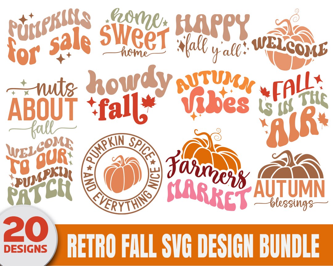 Retro Fall Bundle SVG PNG, Fall Vibes Svg, Trendy Svg, Thanksgiving Svg ...