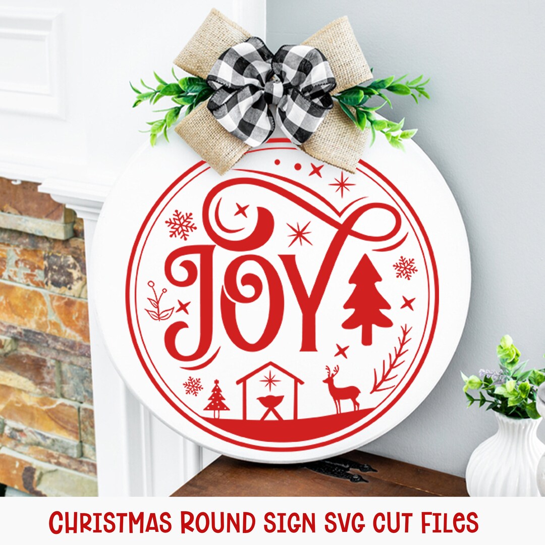 Joy Round Sign, Christian Round Sign, Christmas Round Sign, Christmas ...