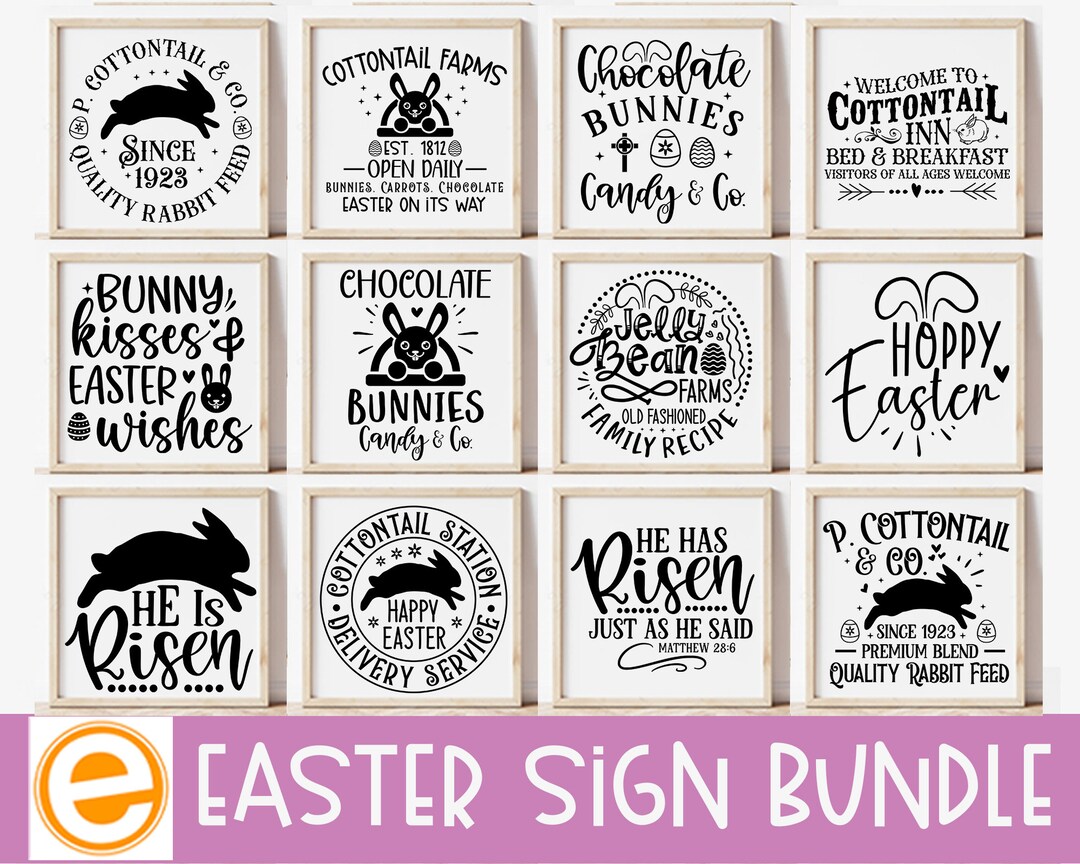 Vintage Easter Svg Sign Bundle, Easter Sign SVG, Rustic Easter SVG ...
