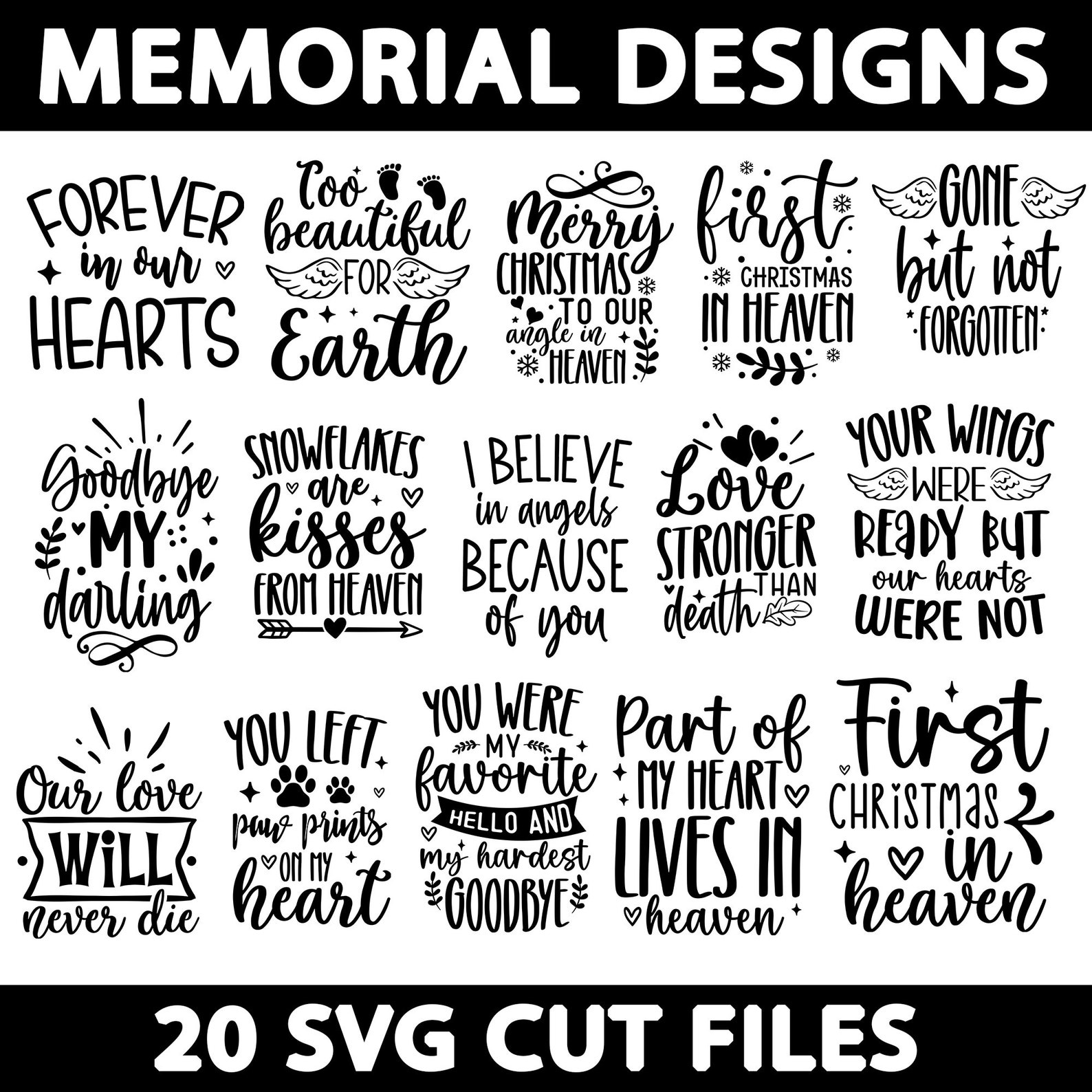 Memorial Svg Bundle, Bereavement Svg, Angel in Heaven SVG, Memorial ...