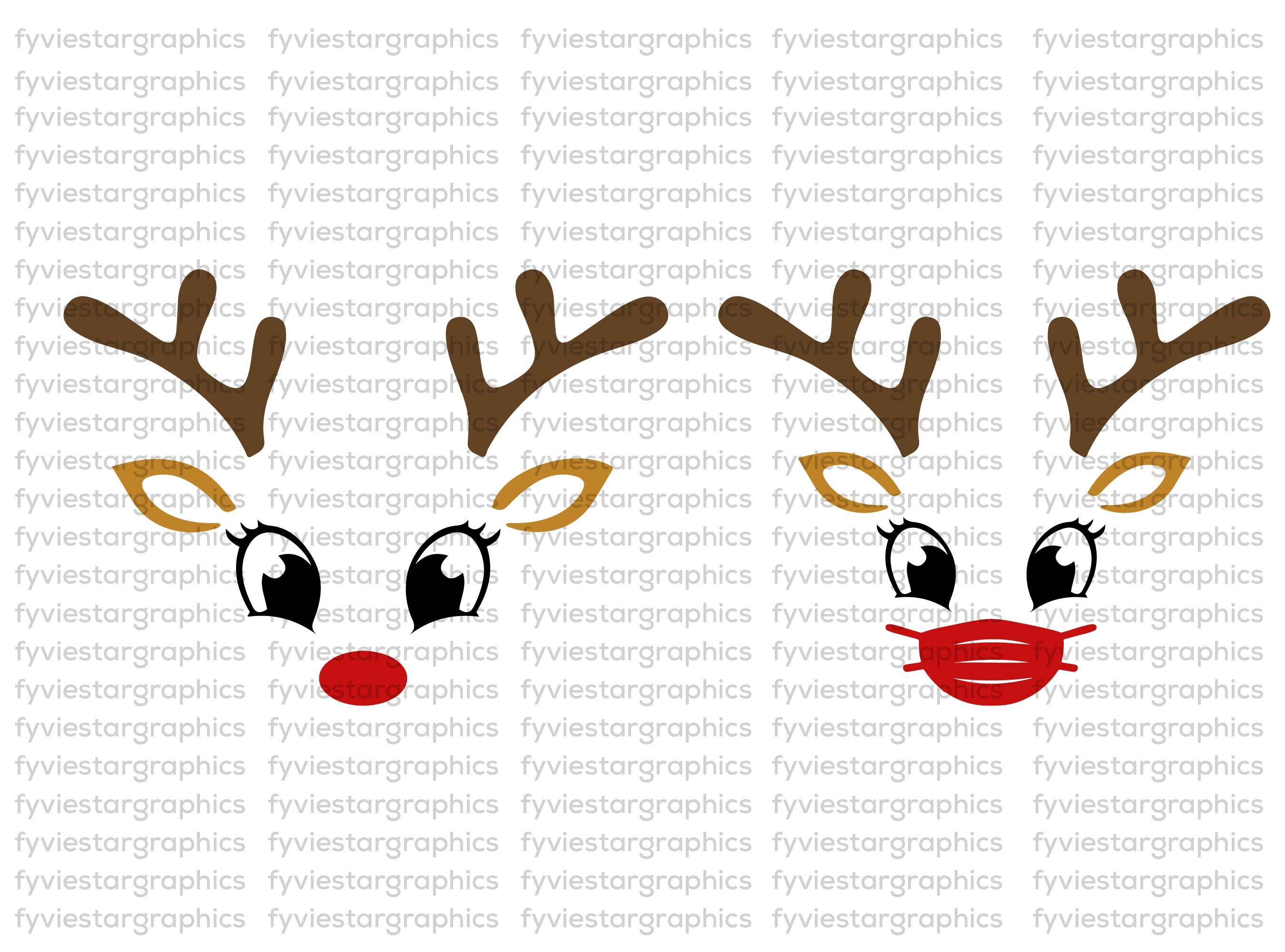 Christmas Reindeer Faces SVG Bundle, Reindeer SVG, Girl Reindeer SVG ...