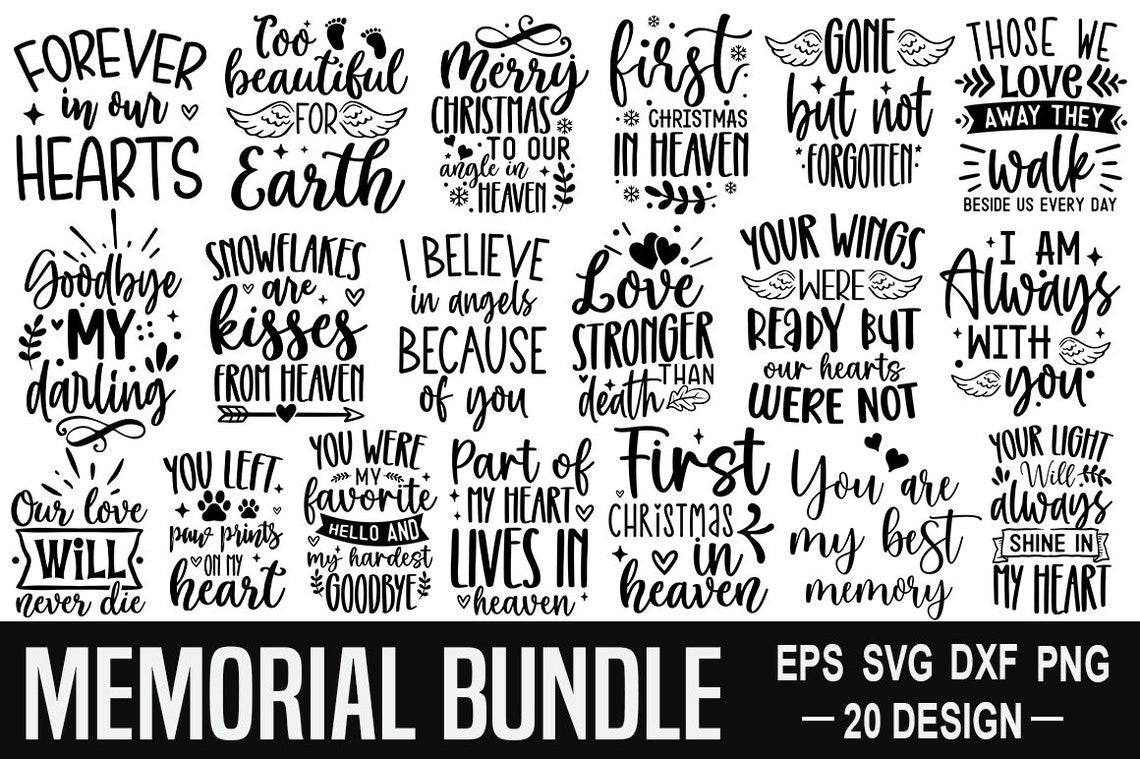 Memorial Svg Bundle, Bereavement Svg, Angel in Heaven SVG, Memorial ...