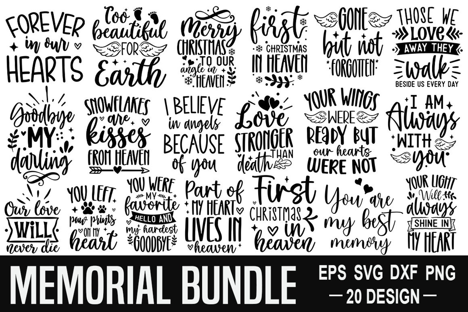 Memorial Svg Bundle, Bereavement Svg, Angel in Heaven SVG, Memorial ...