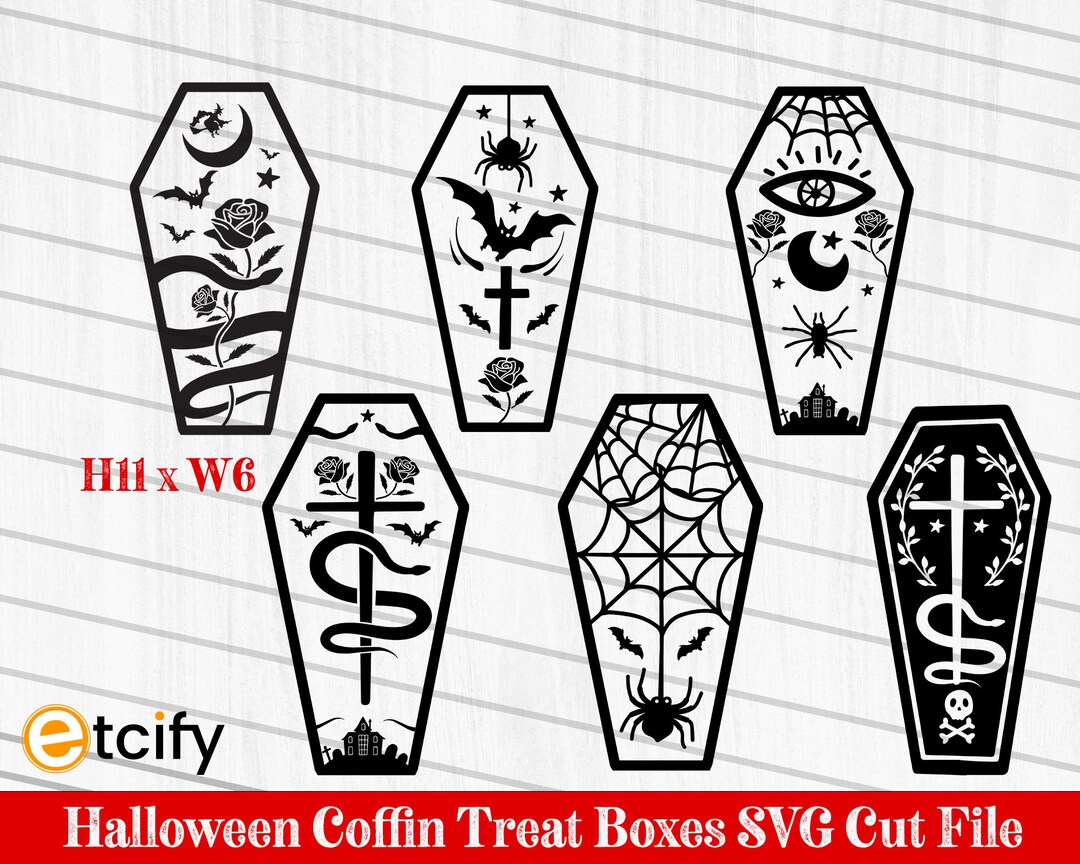 Halloween Scary Coffin Box SVG Cut File, Coffin Silhouette Svg ...