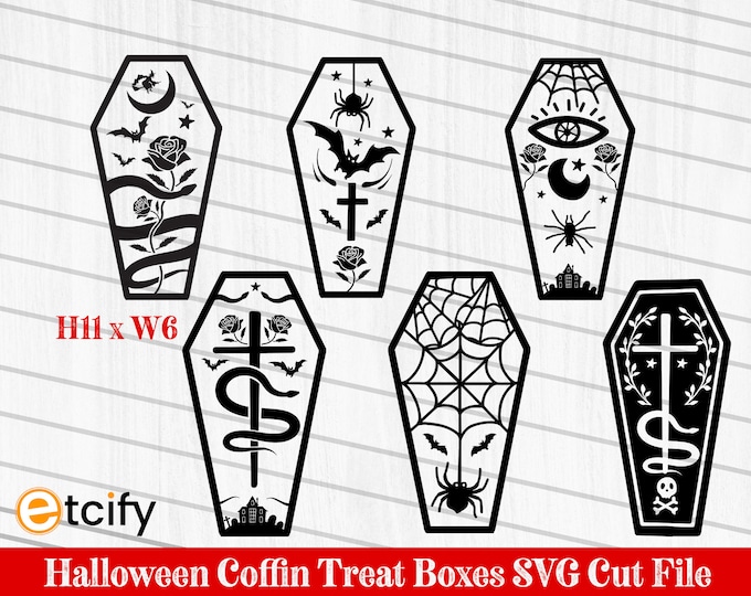 Halloween Scary Coffin Box SVG Cut File, Coffin Silhouette Svg ...