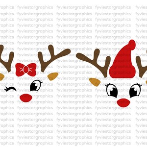 Christmas Reindeer Faces SVG Bundle, Reindeer SVG, Girl Reindeer SVG ...