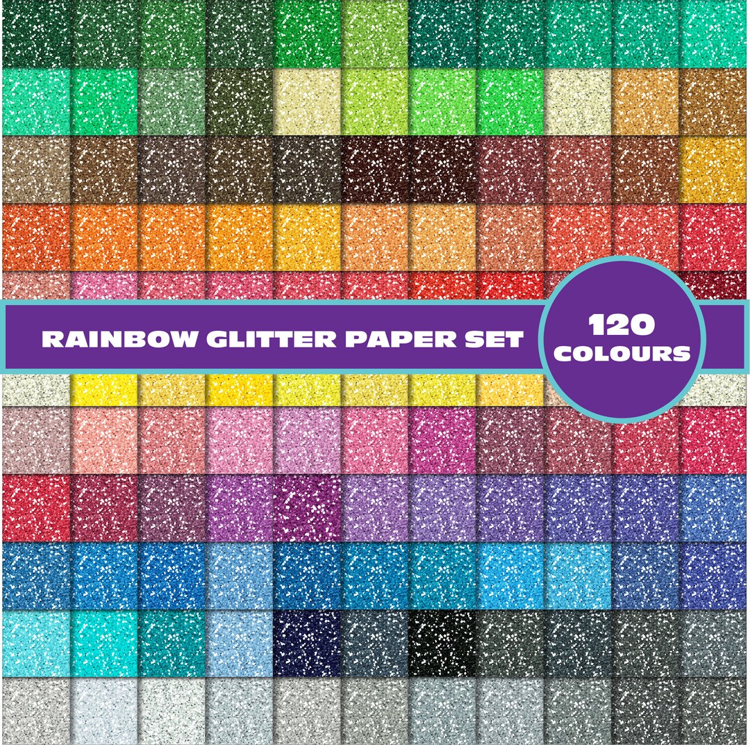 120 Colours Glitter Digital Paper | Instant Download Glitter Digital ...