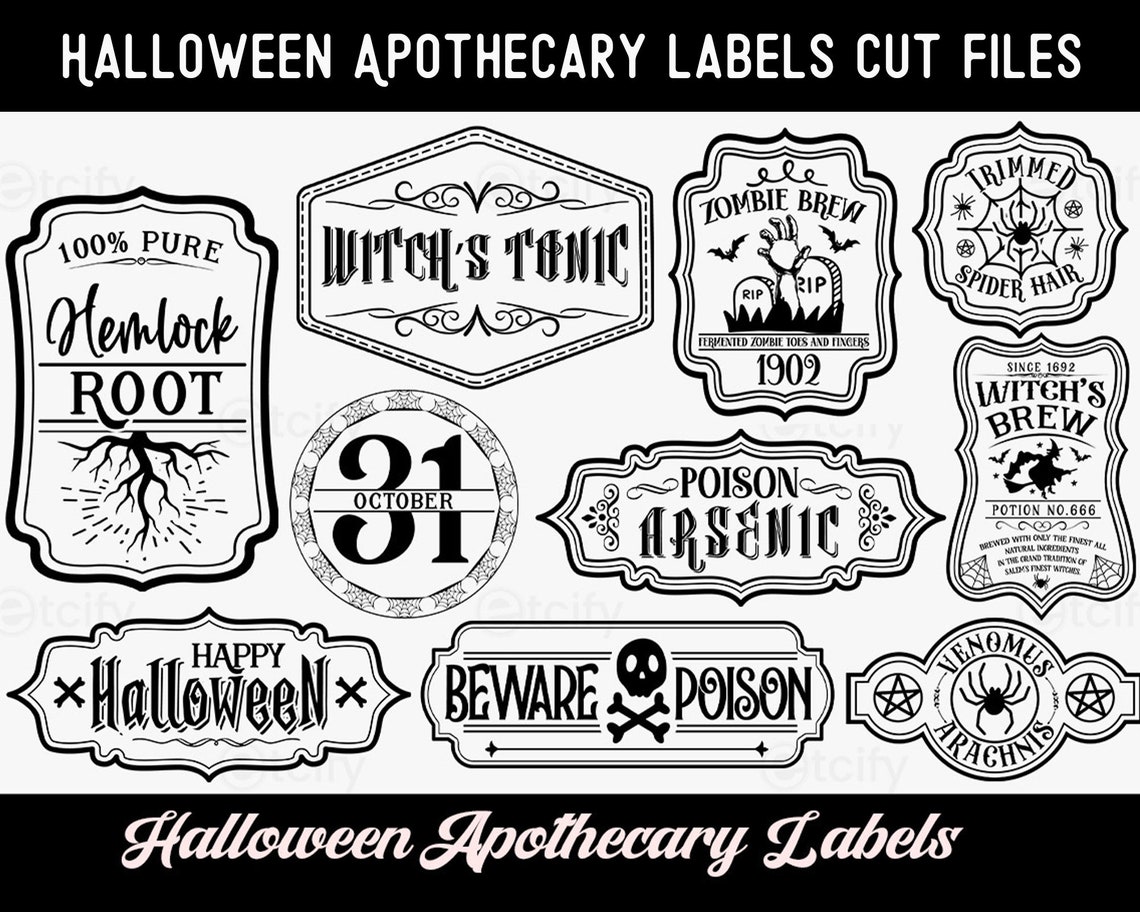 10 Halloween Apothecary Labels, Halloween Labels SVG, Halloween Potion ...