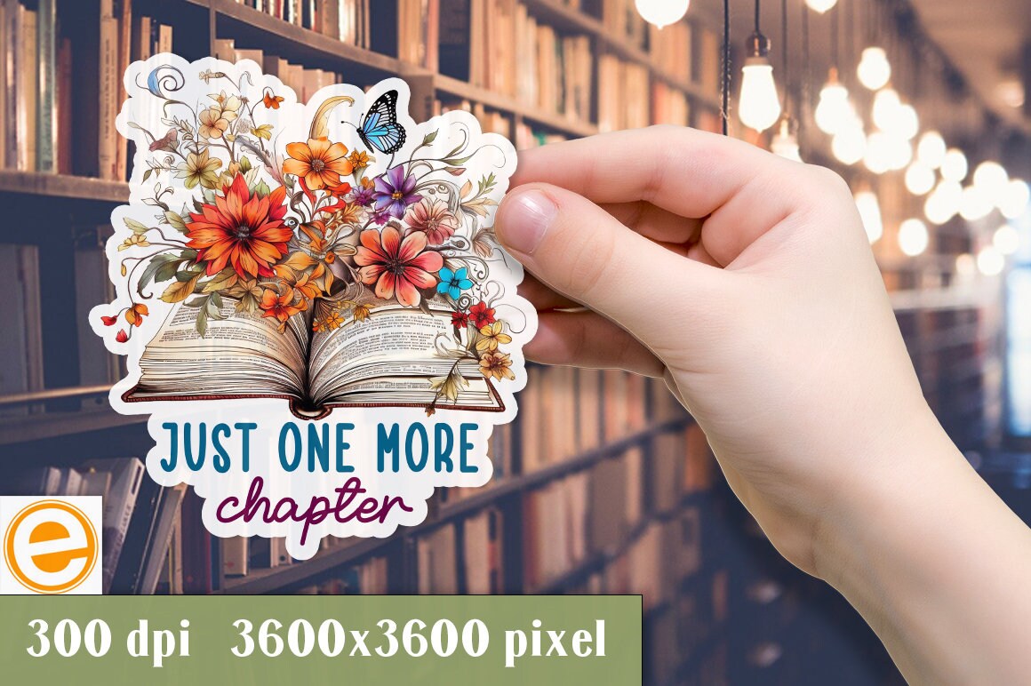 Floral Book Lover Stickers PNG, Printable Book Lover Stickers PNG ...