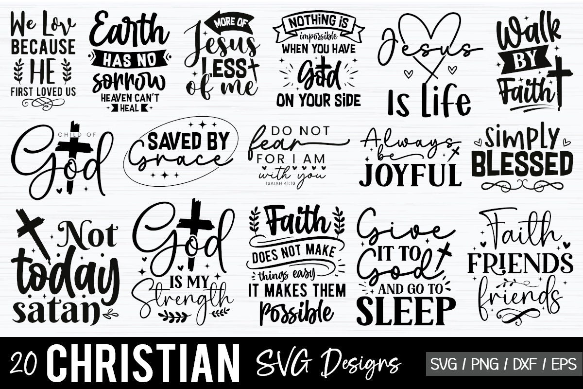 20 Christian Designs, Scripture Bundle, Instant Download, Bible Verse ...