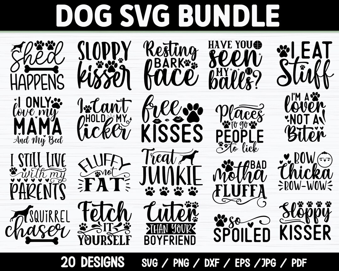 Funny Dog Svg Bundle Hand Drawn, Dog Mom Svg, Paw Svg, Dog Lover Svg ...