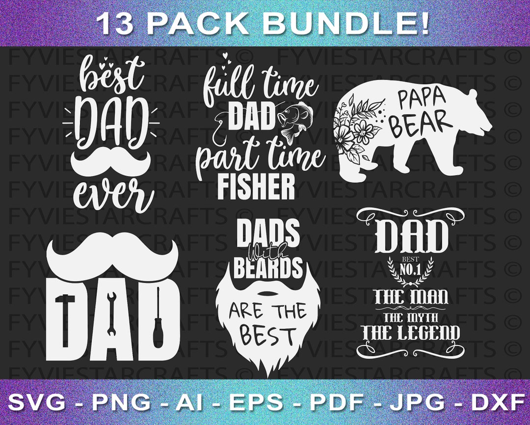 Father's Day White on Black SVG, Dad SVG, Daddy, Best Dad, Happy ...