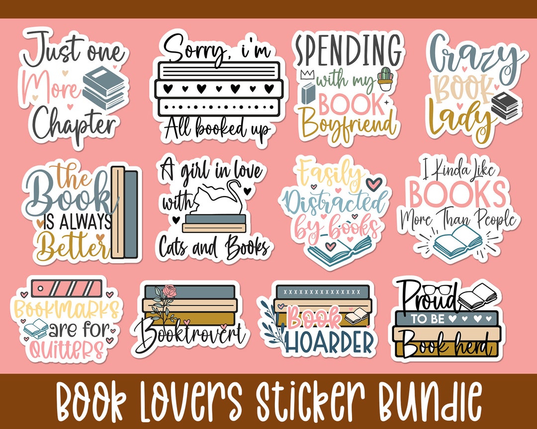 Book Lovers Sticker Bundle Book Sticker Png Book Lover Book - Etsy