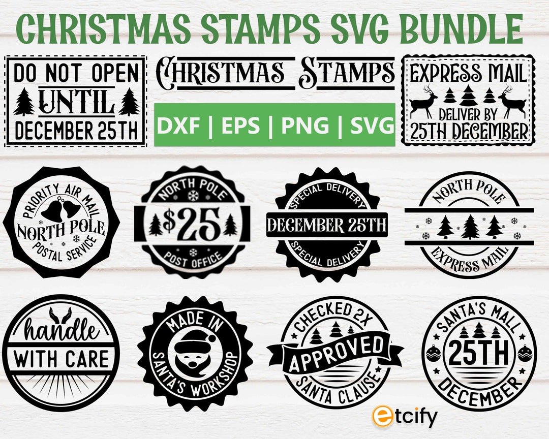 Christmas Stamps SVG Bundle, Christmas Stamps SVG, Stamp SVG, Santa ...