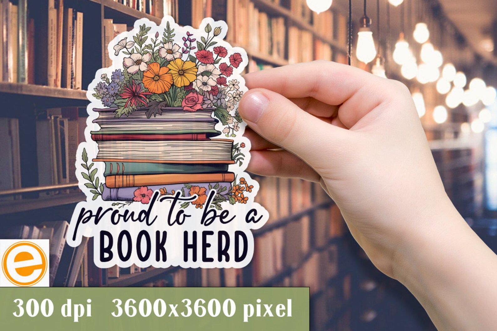 Floral Book Lover Stickers PNG, Printable Book Lover Stickers PNG ...
