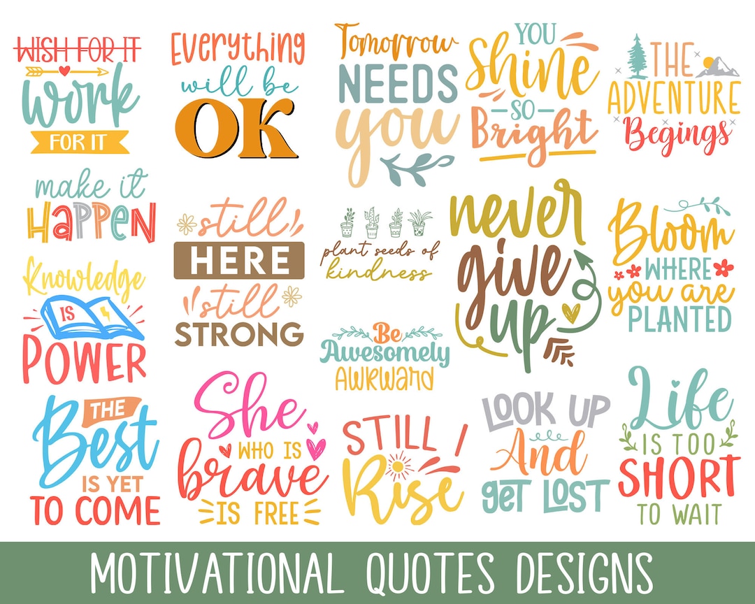 Motivational Quotes Bundle, Positive Svg Designs, Self Love Svg, Mental ...