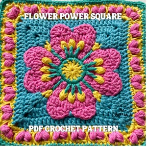Retro Flower Power Square - PDF Crochet Pattern - Etsy