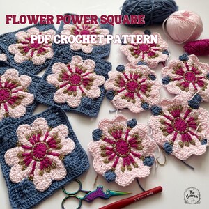 Retro Flower Power Square - PDF Crochet Pattern - Etsy